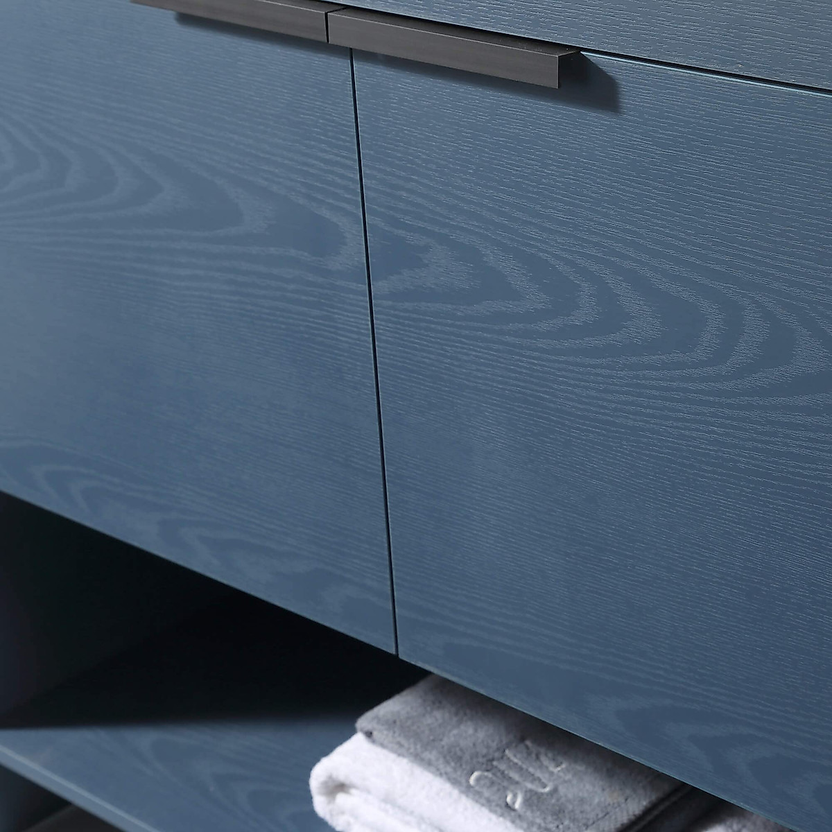 Fine Fixtures Bathroom Vanity with Integrated Ceramic Sink - Bathroom Vanity with Sink & Modern Knob Design - Bathroom Vanities with Sturdy Marble Top & Soft Closing Doors (36 Inch) Navy Blue