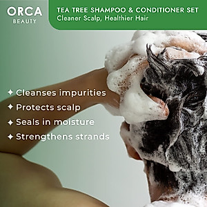 Tea Tree Oil Shampoo and Conditioner Set for Oily Hair, Dry Scalp & Dandruff - 2x16oz for Men & Women