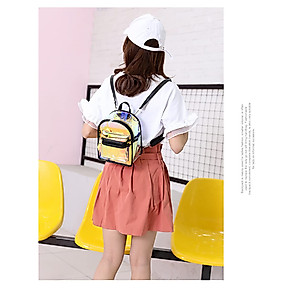 jascaela Clear Hologram Mini Backpack Waterproof PVC Shoulder Bag Casual Travel Daypack for Women Girls (Black)