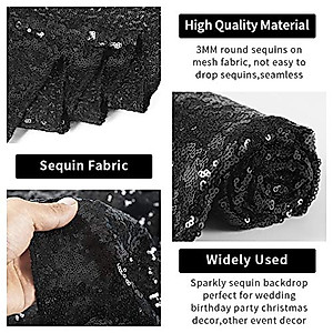 Hahuho Black Sequin Backdrop Curtain, 2PCS 2FTx8FT Glitter Backdrop Curtain for Parties, Christmas, Wedding, Party Decoration（2 Panels, 2FT x 8FT, Black