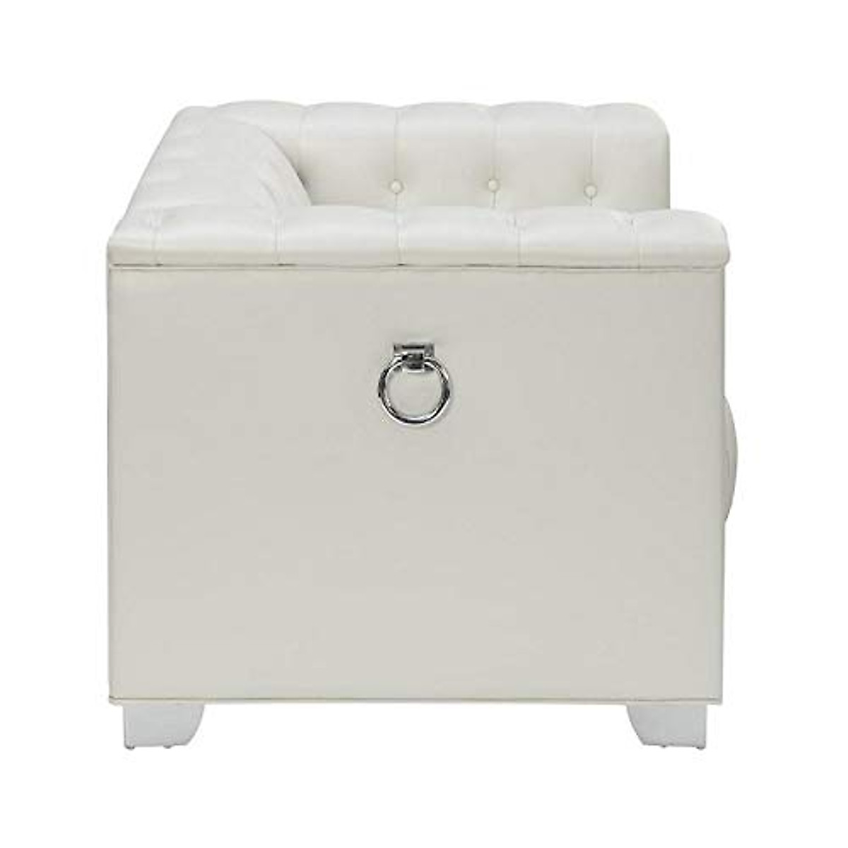 Coaster Chaviano Collection 33" Chair with Padded Breathable Leatherette Upholstery Chrome Legs and Button Tufting In Pearl 505393