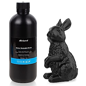 Water Washable 3D Printer Resin - 405nm Water Wash Resin, Low Odor LCD UV Curing 3D Printing Resin – Easy to Clean Photopolymer Resin for SLA 3D Printer (Black, 1KG)