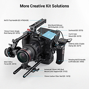 SmallRig Full Cage for BMPCC 6K Pro / 6K G2, for Blackmagic Pocket Camera Battery Grip, Comes with Built-in Removable Pogo Pin Connector, Locating Holes for ARRI and NATO Rail - 3517