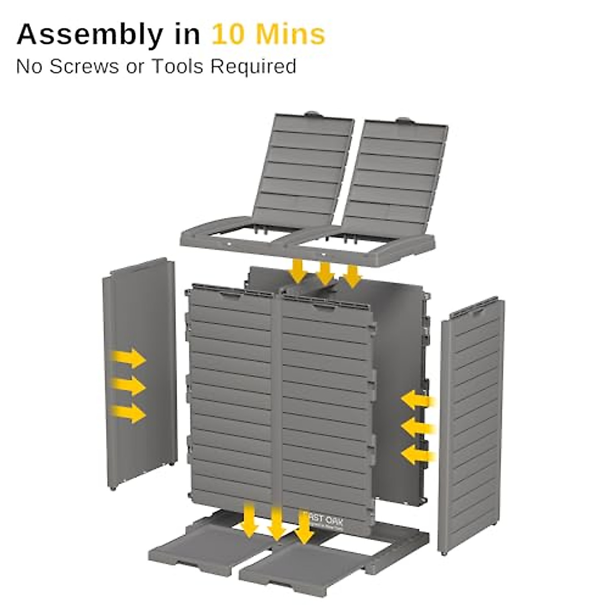 EAST OAK 76 Gallon Outdoor Trash Can | Waterproof Resin Garbage Can with Tiered Lid & Drip Tray | Outside Trash Bin for Patio | Kitchen, Backyard & Deck | Gray Color