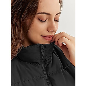 AUTOMET Puffer Vest Women Sleeveless Winter Zip Up Outerwear Warm Puffer Lightweight Stand-up Collar Down with Pocket Fall Outfits 2023