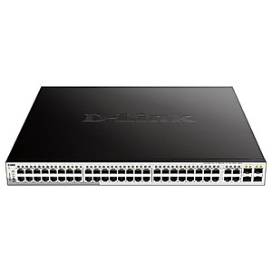 D-Link 52-Port Gigabit Smart Managed PoE+ Switch | 48 PoE+ Ports (370W) + 4 Combo SFP Ports| L2+ |VLANs |Web Managed |Surveillance Mode | Rackmount | NDAA Compliant | Lifetime Warranty (DGS-1210-52MP)