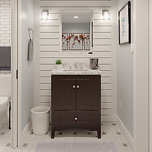 Abbey 30-inch Bathroom Vanity (Carrara/Chocolate): Includes Chocolate Cabinet with Authentic Italian Carrara Marble Countertop and White Ceramic Sink