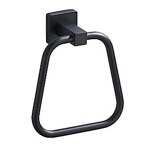 Matte Black Towel Ring for Bathroom, Kitchen Bath Towel Holder Hangers Wall Mount Heavy Duty Stainless Steel