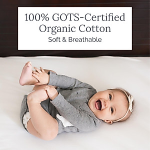 Natemia Fitted Crib Sheet - 100% Organic Cotton - 28 X 52 for Standard Crib and Toddler Mattresses - Silky Soft and Hypoallergenic