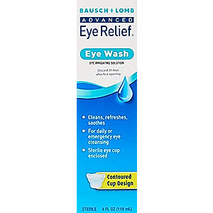 Eye Wash by Bausch & Lomb, Eye Relief Solution that Cleans, Refreshes, and Soothes, 4 Fl Oz