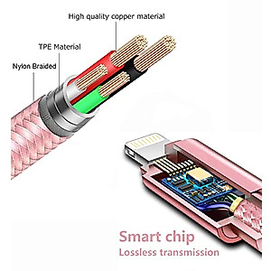 Aux Cord for iPhone, Lightning to 3.5mm Audio Nylon Braided Cable for iPhone 13 12 11 XS XR X 8 7 6 iPad iPod to Car/Home Stereo/Headphone/Speaker, Apple MFi Certified Headphone Jack Adapter (Pink)