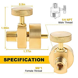 1LB Brass Propane Needle Control Valve, Disposable Adjustable Pressure Propane Gas Regulator Valve for Stove grill, with 1/4" Male NPT Thread, Propane 1LB Tank Disposal Cylinder Bottle Adapter
