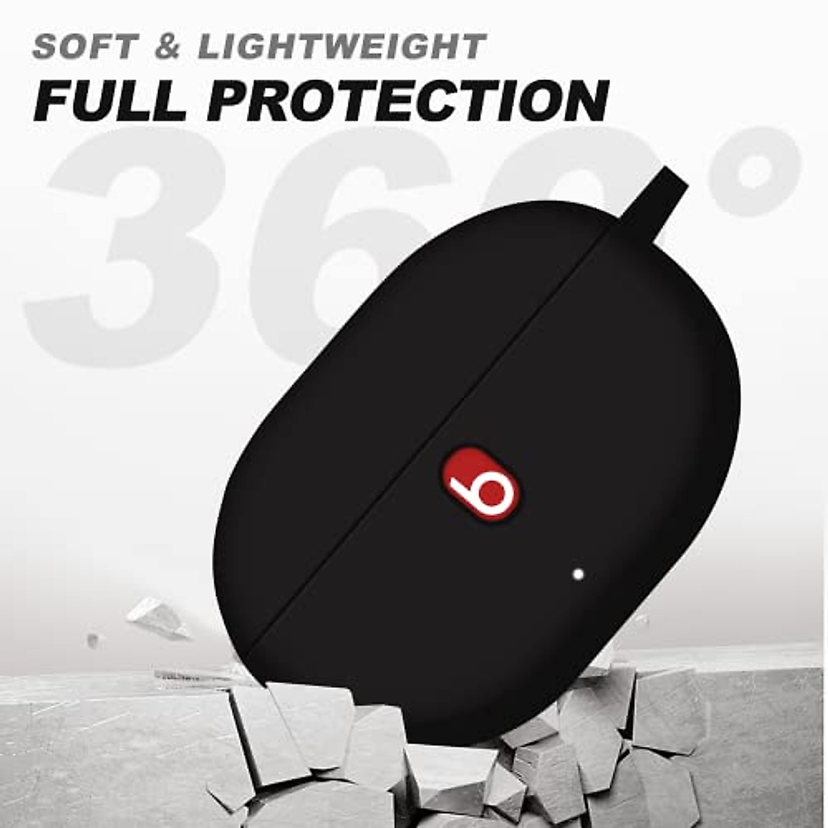 MOLOVA Silicone Case Cover for 2021 New Beats Studio Buds,Comes with Cleaning Pen, Anti-Lost Shockproof Protective Case Cover for Beats Studio Bud Easy Carrying Replacement Case with Carabiner（Black）