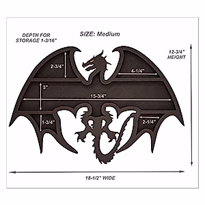 PEVSCO Crystal Shelf Display Rustic Wooden Dragon Animal Shape Wall Shelf, Boho Wall Decor Small Nursery Holder Circle Home Office Room Decor