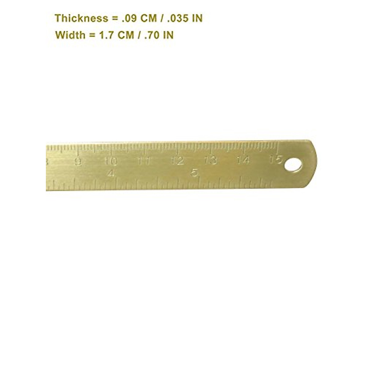 6 Inch Brass Ruler - Etched Markings - Durable Tiny Ruler, Ideal for Bullet Journals, Notebooks, Planners, Diaries and As a Bookmark. Fits in Inner Pocket - Marked with in and cm/MM (Gold Brass)