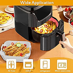 2Pcs Silicone Air Fryer Liners 8.5 inch for 4 to 7 QT Reusable Air Fryer Pot, Heat Resistant Easy Cleaning Air Fryer Silicone Pot for Air Fryer Accessories (Grey+Pink)