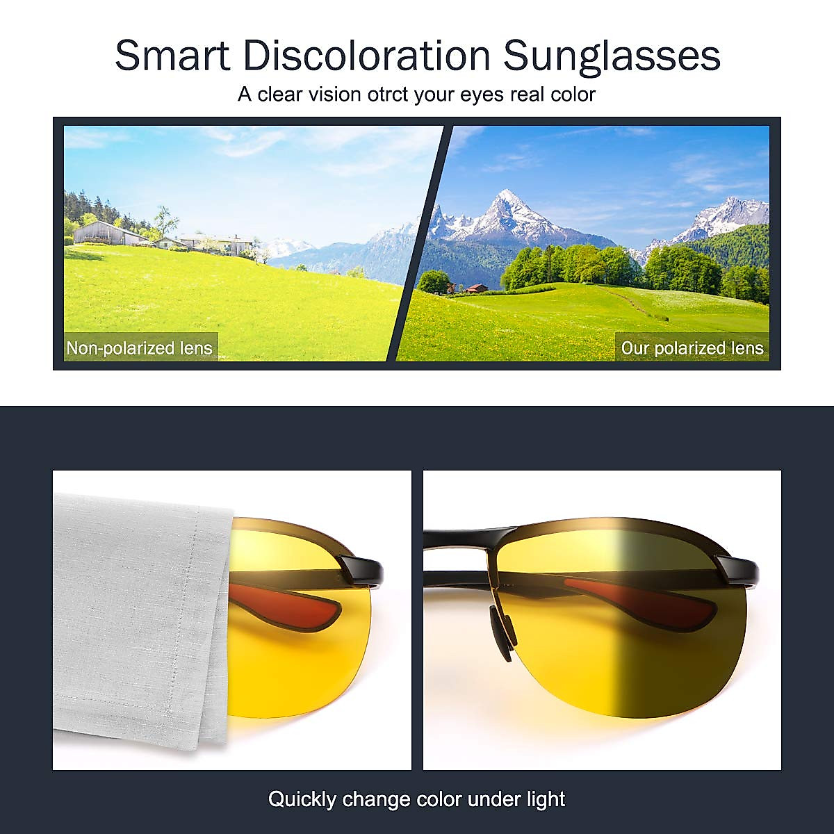 YIMI Polarized Photochromic Driving z87 Sunglasses For Men Women Day and Night safety glasses (photochromic/Yellow)