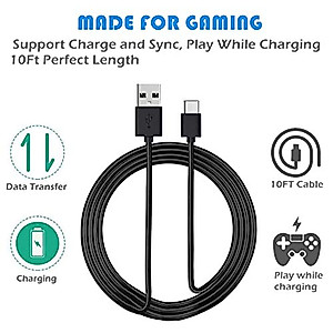 BATSOEASY USB C Charging Cable Compatible with PS5 Controller, 2 Pack 10Ft Fast Charging USB Type C Charger Cord Compatible with Playstation 5 PS5 Dual Sense, Xbox Series X/Series S Controllers