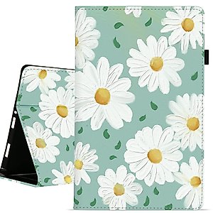 Binguowang Case for Samsung Galaxy Tab A8 10.5 2022 (SM-X200 / SM-X205 / SM-X207) Auto Sleep/Wake with Elastic Band Multi-Angle Viewing Protective PU Leather Slim Flip Folio Stand Cover. (Daisy)