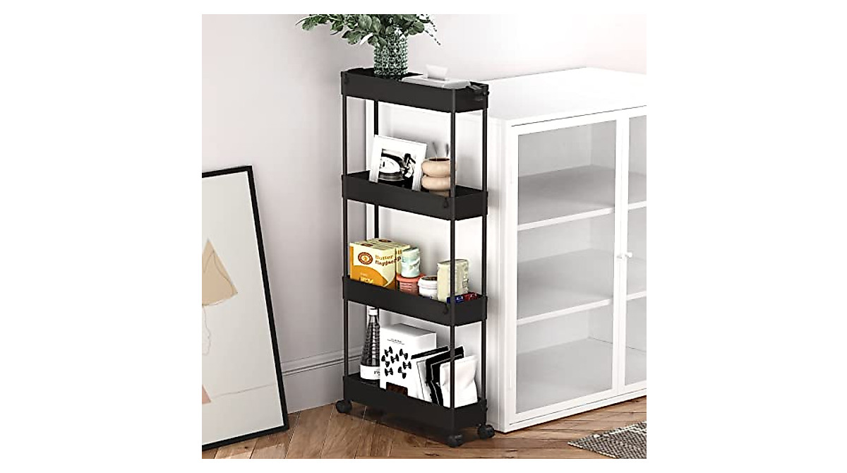 SPACELEAD Slim 4-Tier Rolling Storage Cart - Organize Small Spaces