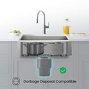 KIBI K1-SF36T Single Bowl Stainless Steel Farmhouse Kitchen Workstation Sink Apron Front 36 inch with Bottom Grid, Strainer, Solid Oak Cutting Board and Colander | 10" Deep Bowl | 3.5" Drain Opening