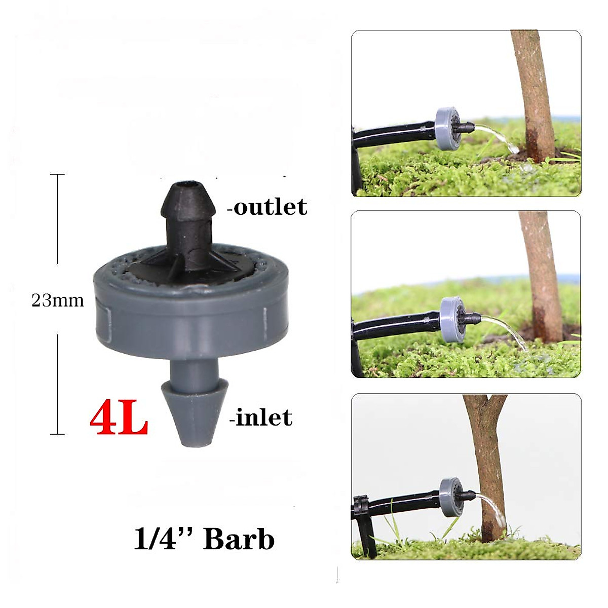 Lxcom Lighting 1 Gallon Drip Emitters Pressure Compensating Irrigation Drippers Steady Flow Drippers Irrigation Emitters for Home Agricultural Garden Lawn,50 Pack(Gray)