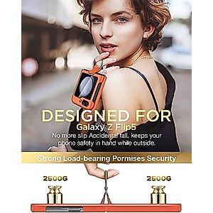 AICase for Samsung Galaxy Z Flip 5 Case with Ring, Protective Slim Thin Fit Women Girl Cute Phone Case for Samsung Galaxy Z Flip 5 5g, Orange