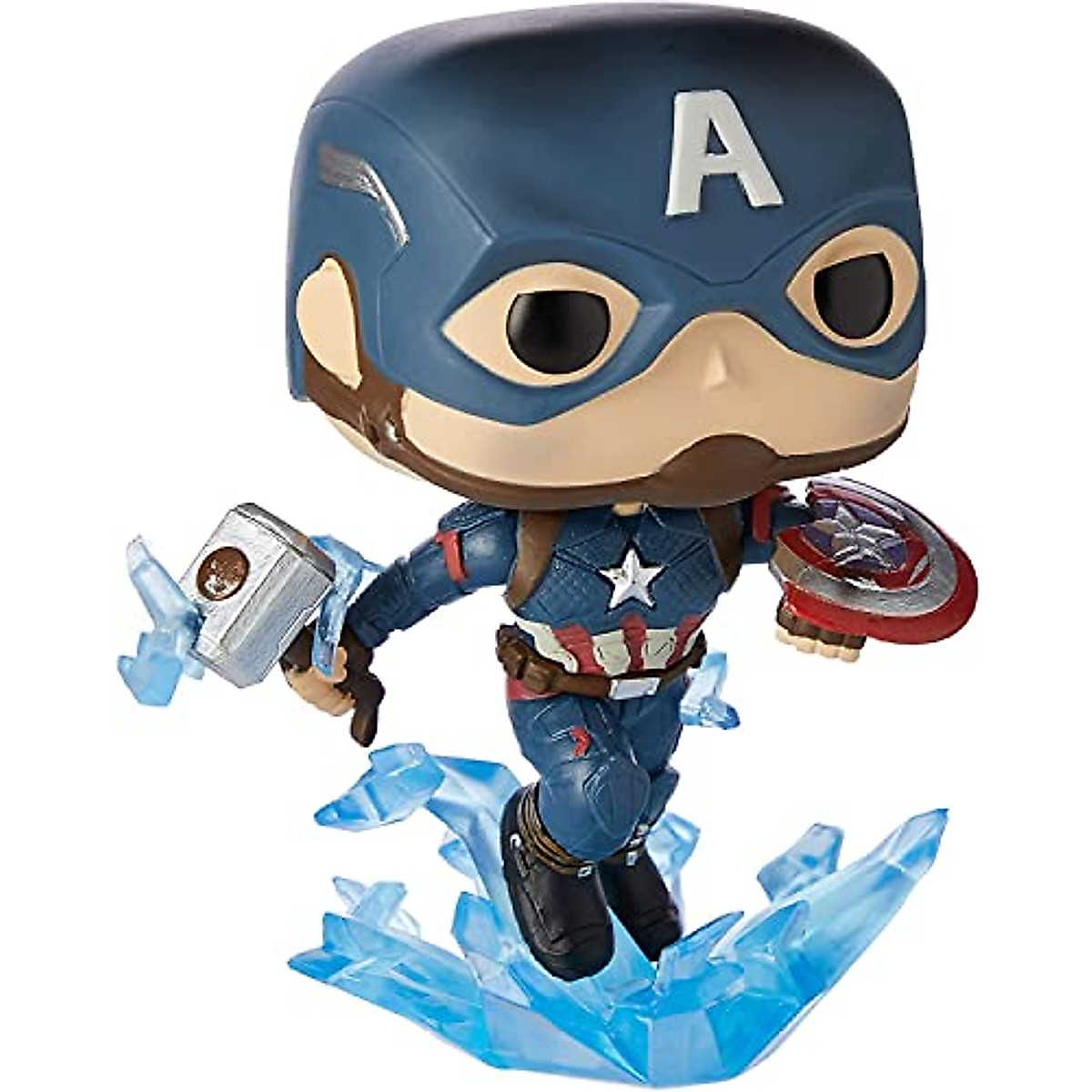POP Marvel: Avengers Endgame - Captain America with Broken Shield & Mjoinir Funko Vinyl Figure (Bundled with Compatible Box Protector Case), Multicolor, 3.75 inches
