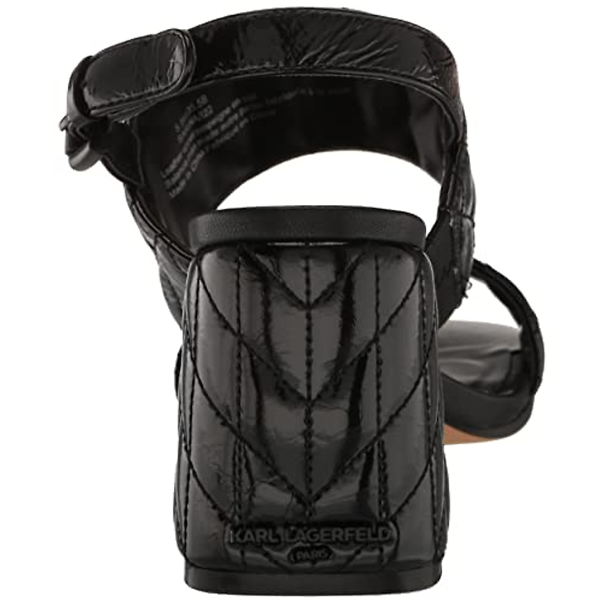 Karl Lagerfeld Paris Women's Sarina Open Toe Leather Heeled Sandal, Black Quilted, 6