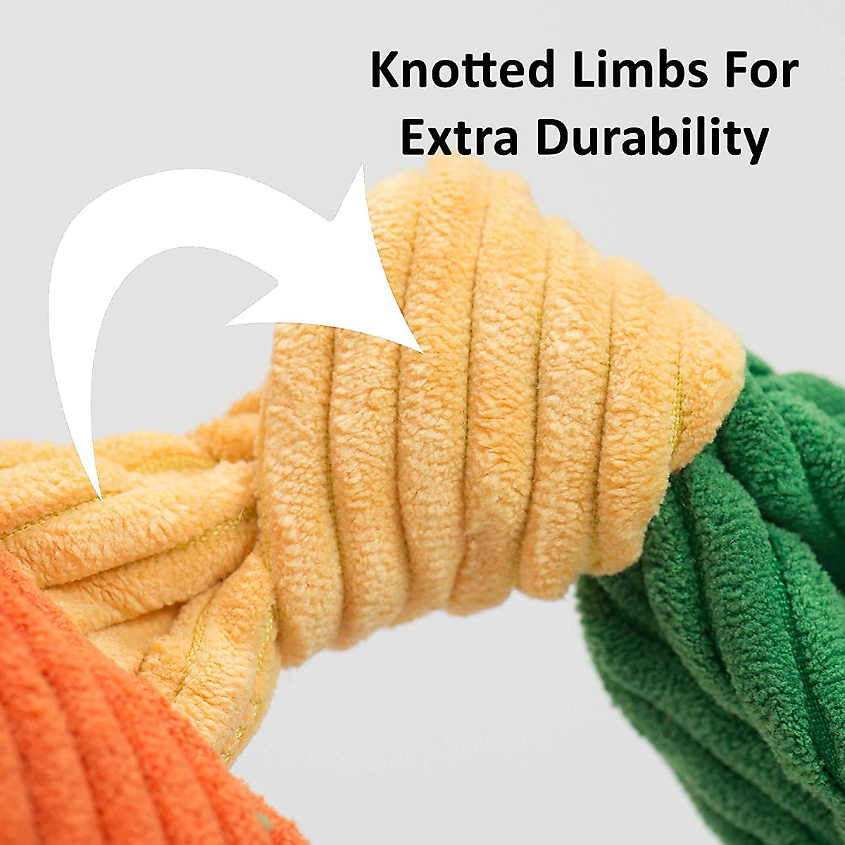 HuggleHounds Knotties Dog Toys For Small Dogs - Plush Dog Toy For all breeds - Squeaky Interactive Puppy Toys - Soft Yet Tough, Durable Stuffed Pet Chew Toy For All Breeds | Small Tiger Trout