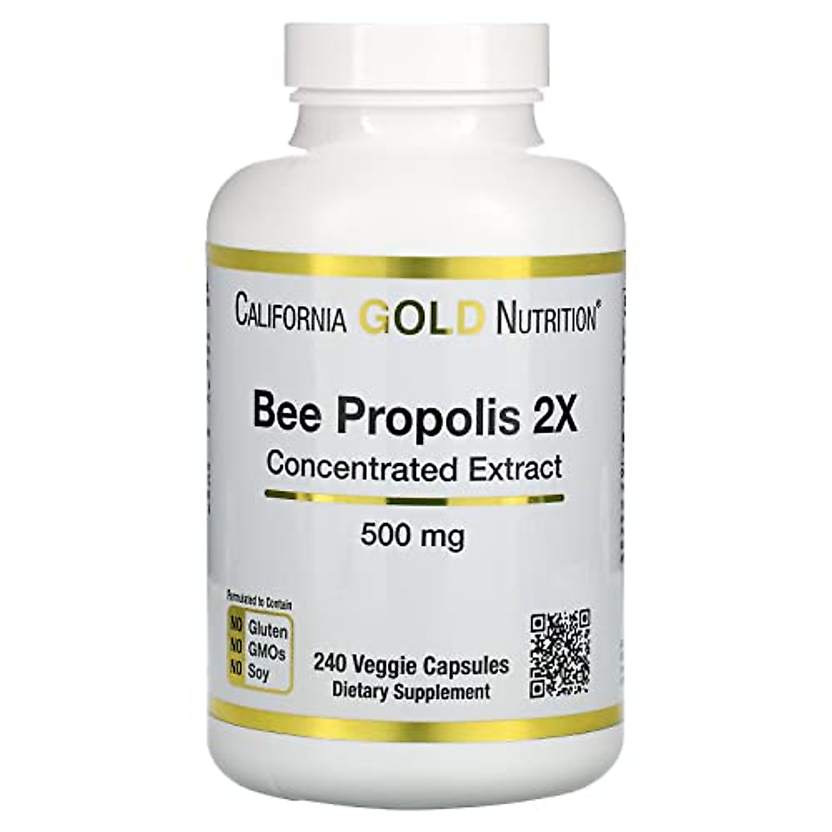 California Gold Nutrition Bee Propolis 2X Potency, Concentrated Extract 500 mg, Equivalent to 1000 mg of Natural Propolis, Support Immune Health & Vitality*, 240 Veggie Capsules