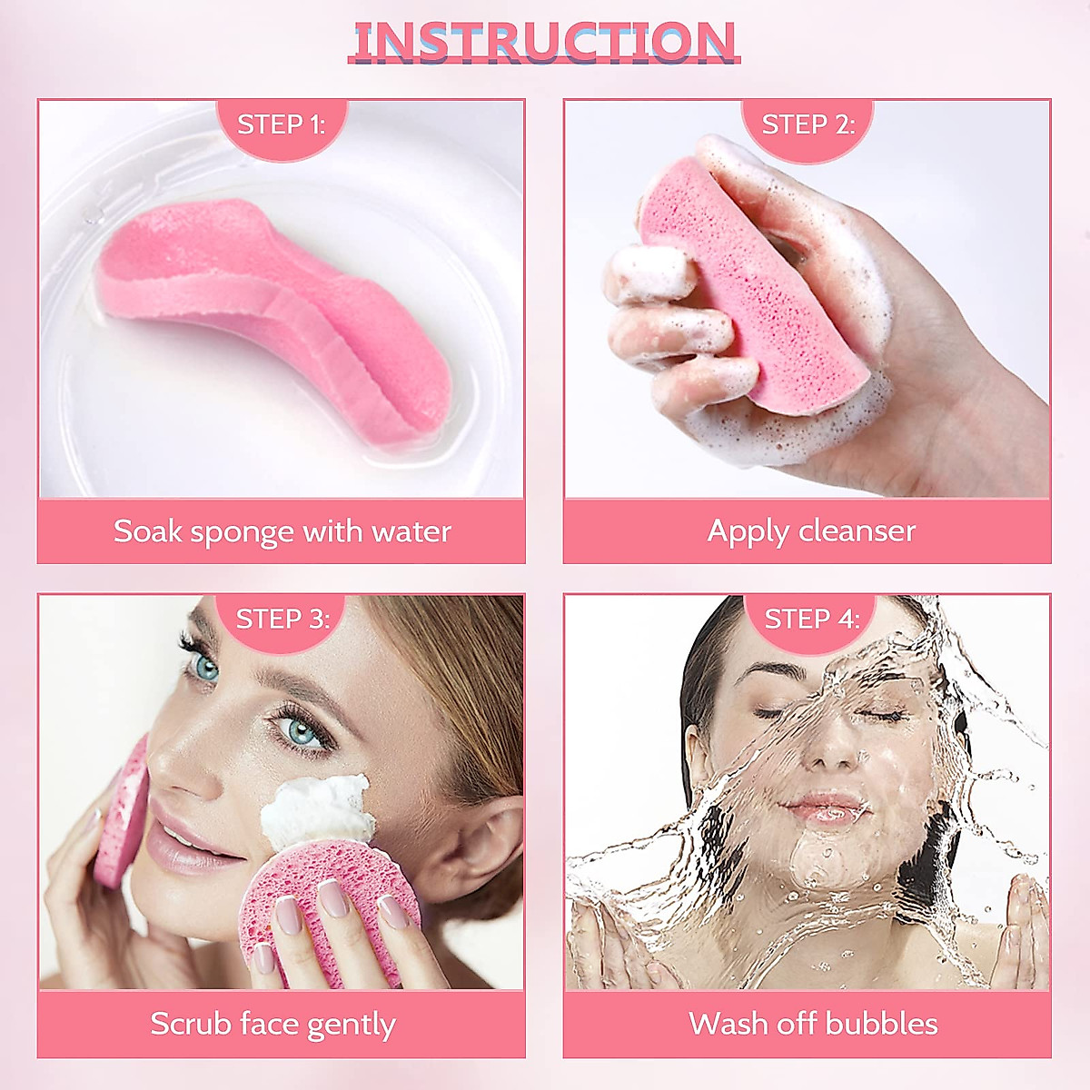 120 Pieces Facial Sponge Compressed,Face Wash Sponges,Makeup Removal Cosmetic Sponges Pad,Professional Exfoliating Round Sponge for Cleansing,Spa,Women,Girls(Pink)