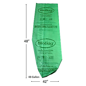 BioBag (USA) The Original Compostable Bag, 48 Gallon, 80 Count, 100% Certified Compostable Trash Bag Liners for Food Waste, Extra Strong and Durable, Trash Bag