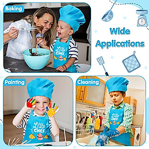 R HORSE 2 Pcs Kid Apron and Chef Hat Set, Adjustable Children Blue Kitchen Apron Cooking Baking Painting and Training Kits Dress up Role Play Chef Toy Kid Funny Cooking Gift New Year