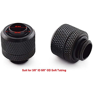 SDTC Tech 4-Pack G1/4" to 3/8" ID 5/8 OD Quick Tighten Compression Fitting for Soft Tubing, PC Water Cooling System Soft Tube Connectors