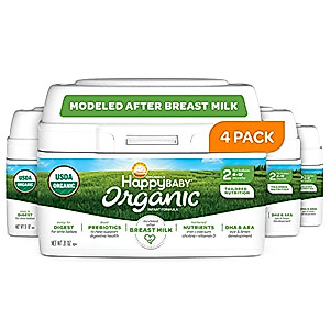 Happy Baby Organic Infant Formula with Iron Milk Based Powder Stage 2 for Babies 6-12 Months, No Corn Syrup Solids, No Carrageenan, Certified USDA Organic, Non GMO, 21 Ounce (Pack of 4)