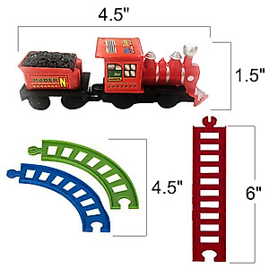 ArtCreativity 8-Piece Wind-Up Train Set for Kids, Toy Train Set with 2 Cars and 6 Tracks Each, Durable Plastic, Cute Christmas Holiday Train for Under The Tree, Great Gift Idea for Boys and Girls