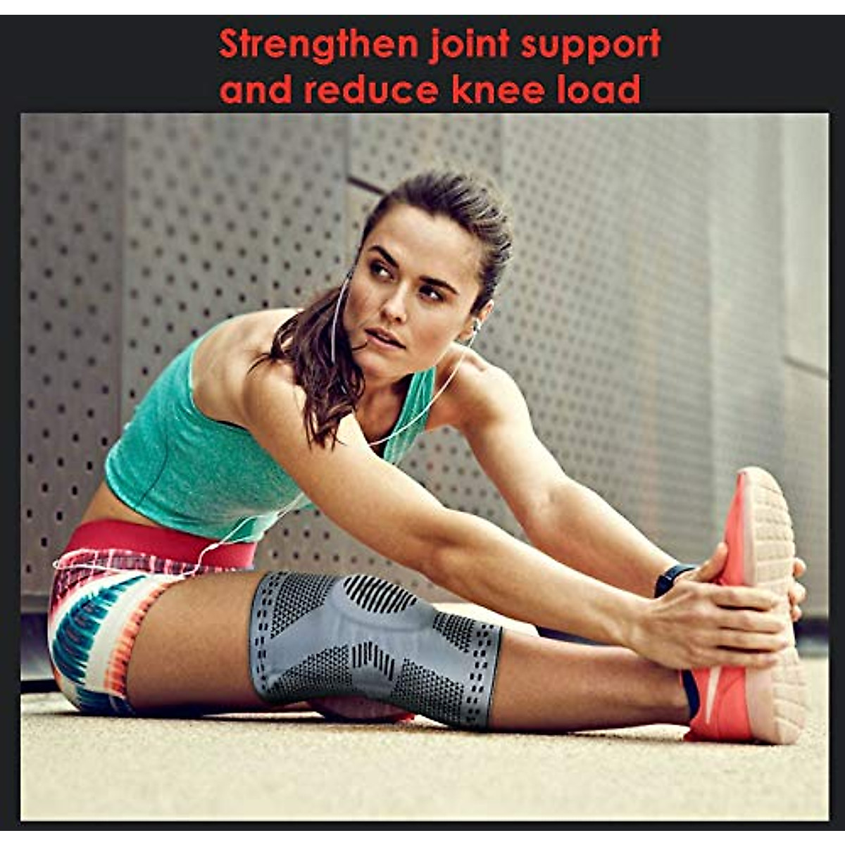 FOKULUNDA Knee Support Belt Sleeves Brace Sports Fitness Knee Pads with Side Stabilizers for Women Men Workout Running Joint Pain Relief Injury Recovery (Black, Medium)