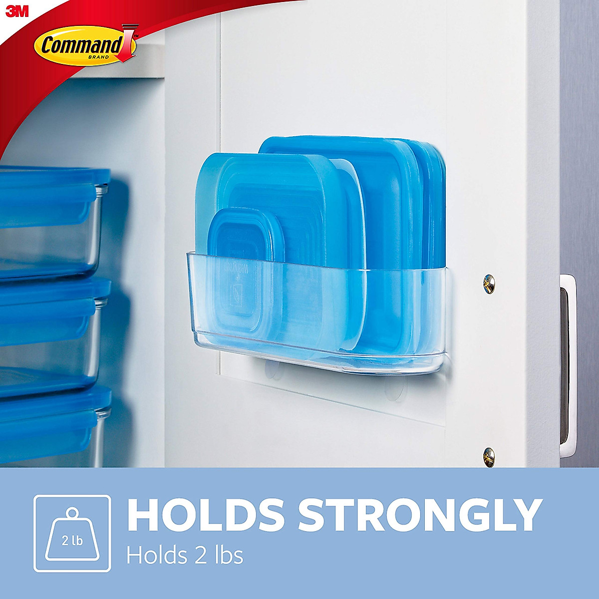 Command Medium Caddy, Clear, with 4 Clear Indoor Strips, Organize Damage-Free (Pack of 2)