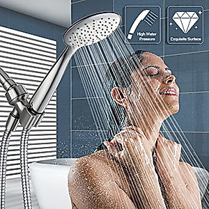 BRIGHT SHOWERS High Pressure Handheld Shower Head Set, Hand Held Showerhead with 60 Inch Flexible Shower Hose and Adjustable Shower Arm Mount Bracket, Detachable Shower Wand, Brushed Nickel