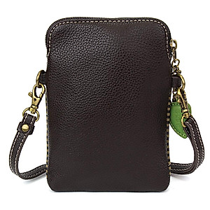 CHALA Cell Phone Crossbody Purse-Women PU Leather/Canvas Multicolor Handbag with Adjustable Strap - Two Bears - olive stripe