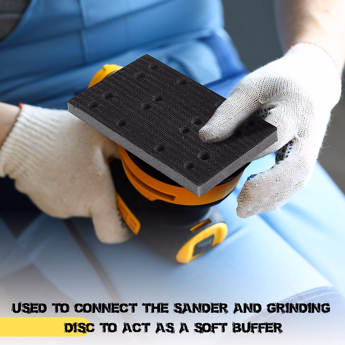 Dimsile 4 Pcs Soft Black Foam Sanding Pads Interface Sander Backing Pad Compatible with Festool RS400 LS130 Sander, 80 x 133 x 12 mm