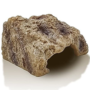 Hamiledyi Reptile Resin Hide Cave Lizard Simulated Rock Hides Bearded Dragon Habitat Hideout Decor for Snake Gecko Turtle Hermit Crab Chameleon Shelter Decoration (M)