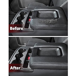 KBH Auto Center Console Cover Replacement for Chevy Chevrolet Silverado & GMC Sierra 1500 2500 3500 2014-2018, Vinyl Leather Armrest Replace Covering, Anti-Scratch, Split Bench Jump Seat (Black)