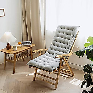 TCZ1557 High Back Rocking Chair Cushion Soft Chaise Lounger Cushionone-Piece Chair Pad with Ties Tatami Tailbone Pain Patio Furniture Indoor Outdoor L Grey 125x50cm(49x20inch)