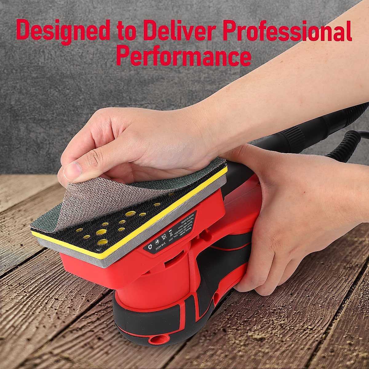 PioneerWorks Sheet Sander with 12 Sanding Paper, 350W Brushless Motor Finishing Sander, Powerful & Low Vibration, 10000 RPM, For Wood working, Polishing,Carpentry