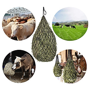 6 Pcs Hay Bags for Horses: 40 inch Long Slow Feed Hay Net for Horses - 2 * 2 inch Holes Mess with Nylon Rope Hanging (Black)