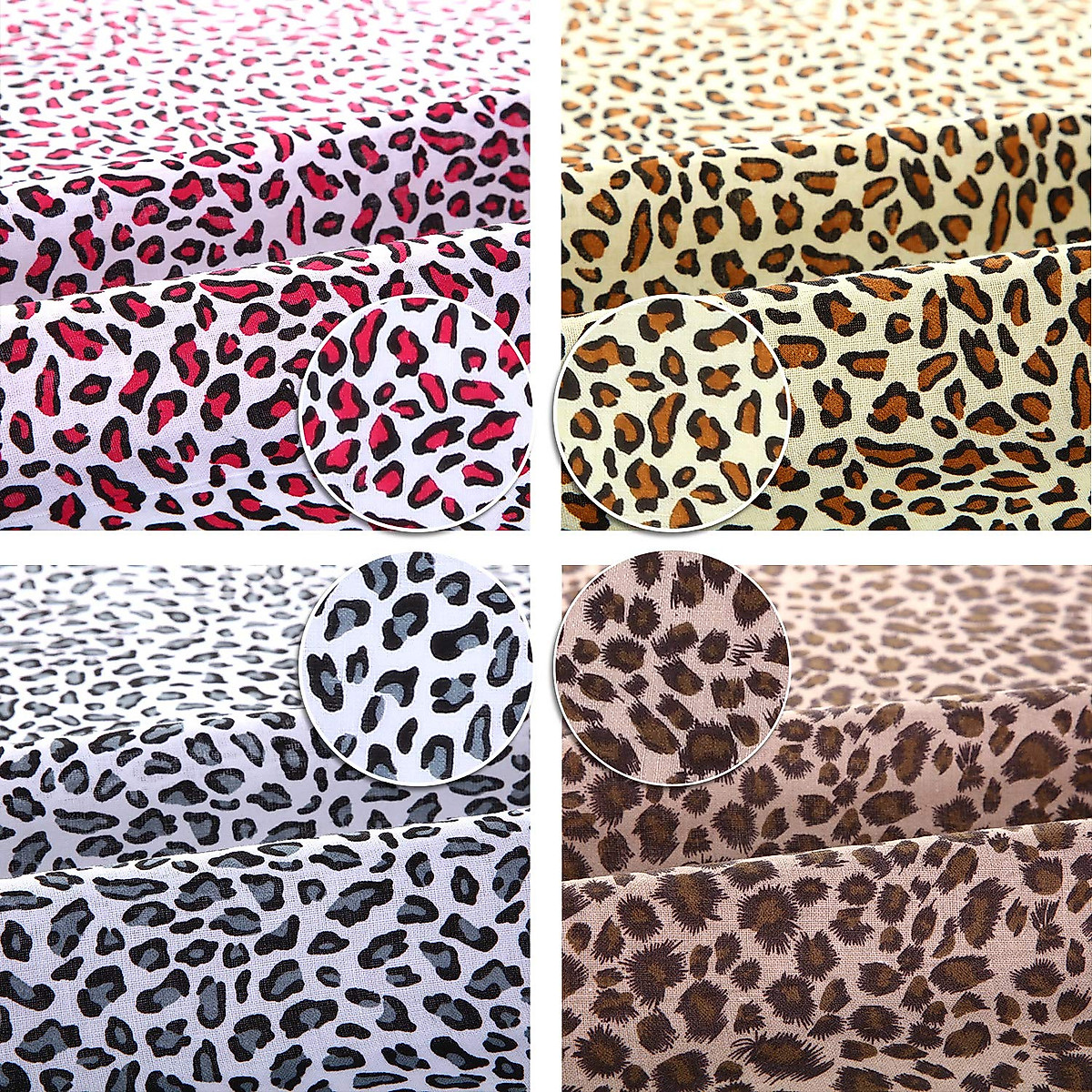 6 Pieces 19 x 19 Inch Leopard Print Fabric Animal Leopard Quilting Fabric Cotton Patchwork Squares Bundle Sewing Craft Fabric for Handmade Craft Making Supplies