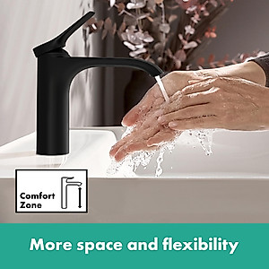 hansgrohe Vivenis Modern 1-Handle 1-Hole 7-inch Tall Bathroom Sink Faucet in Matte Black, 75020671