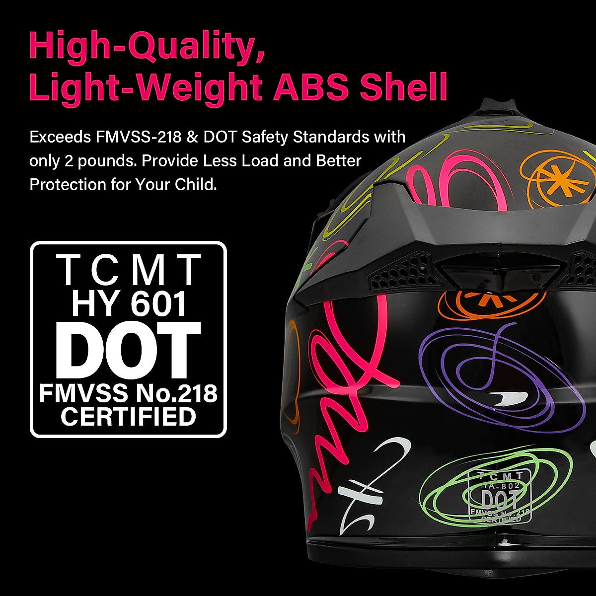 TCMT Dot Youth & Kids Motocross Offroad Street Helmet Green Flame Motorcycle Youth Helmet Dirt Bike Motocross ATV Helmet+Goggles+Gloves M